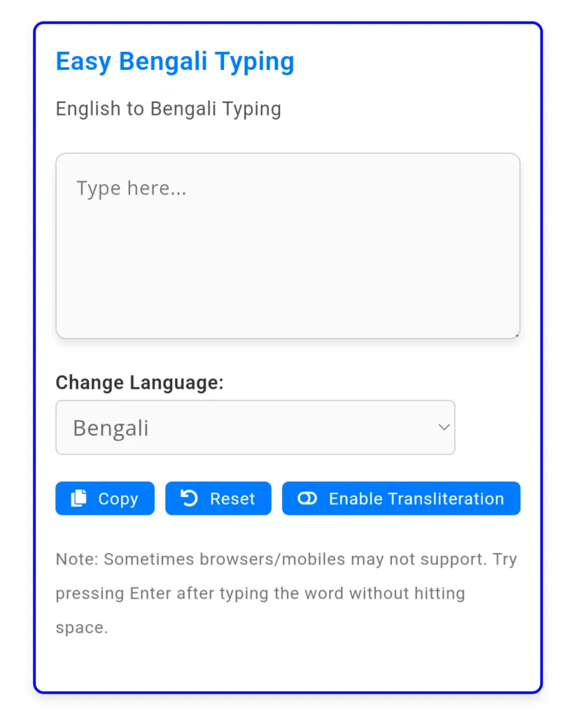 Online Bengali Typing – Type in English, Get Bangla Instantly